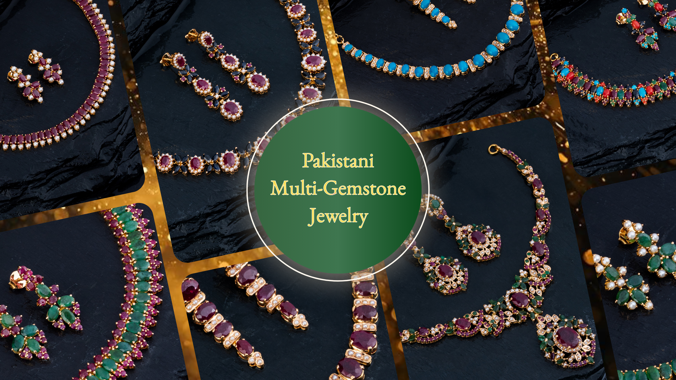 Pakistani Multi-Gemstone Pearl Jewelry | Traditional 21K Gold Designs ...